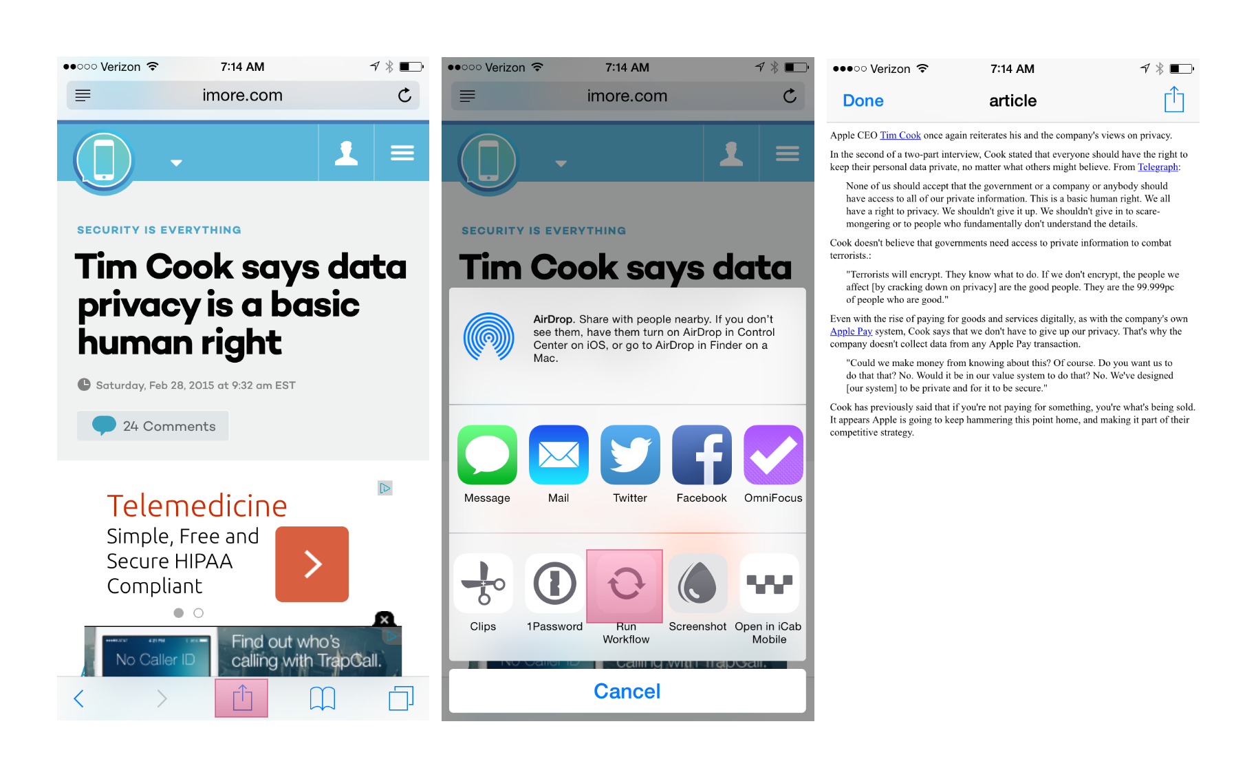 Workflow for iOS Update with Article Parser - Macdrifter